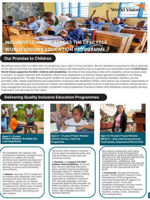 World Vision's Education Inclusive Learning Programme Across the Lifecycle | Education | World ...